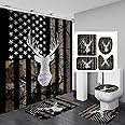 Amazon.com: Jayden Madge 4PCS Camo Shower Curtain Set, Vintage Black and White American Flag ...