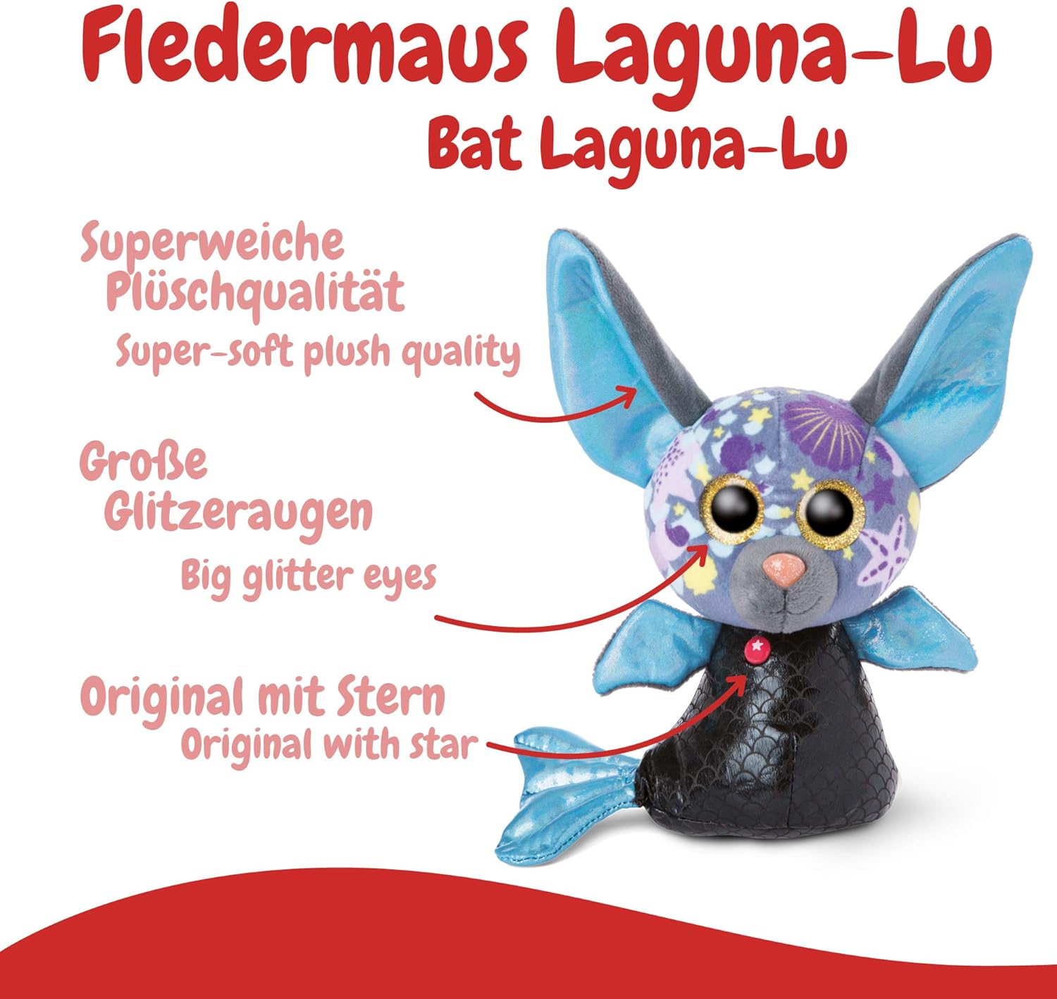 Nici 46824 GLUBSCHIS Cuddly Toy Mermaid Bat Laguna-Lu 15cm - BigaMart