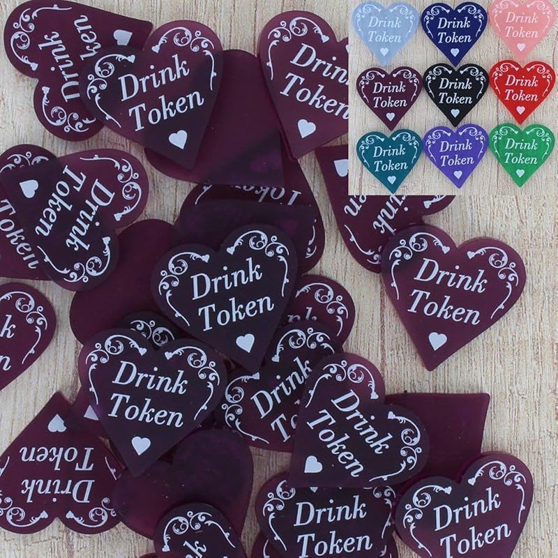 Wedding Drink Tokens Party Drink Token Hearts - Swirl Hearts - Promo ...