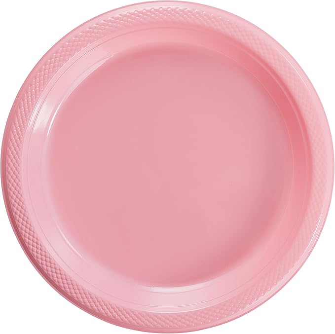 Amazon.com: Exquisite 9 Inch. Pink plastic plates - Solid Color ...