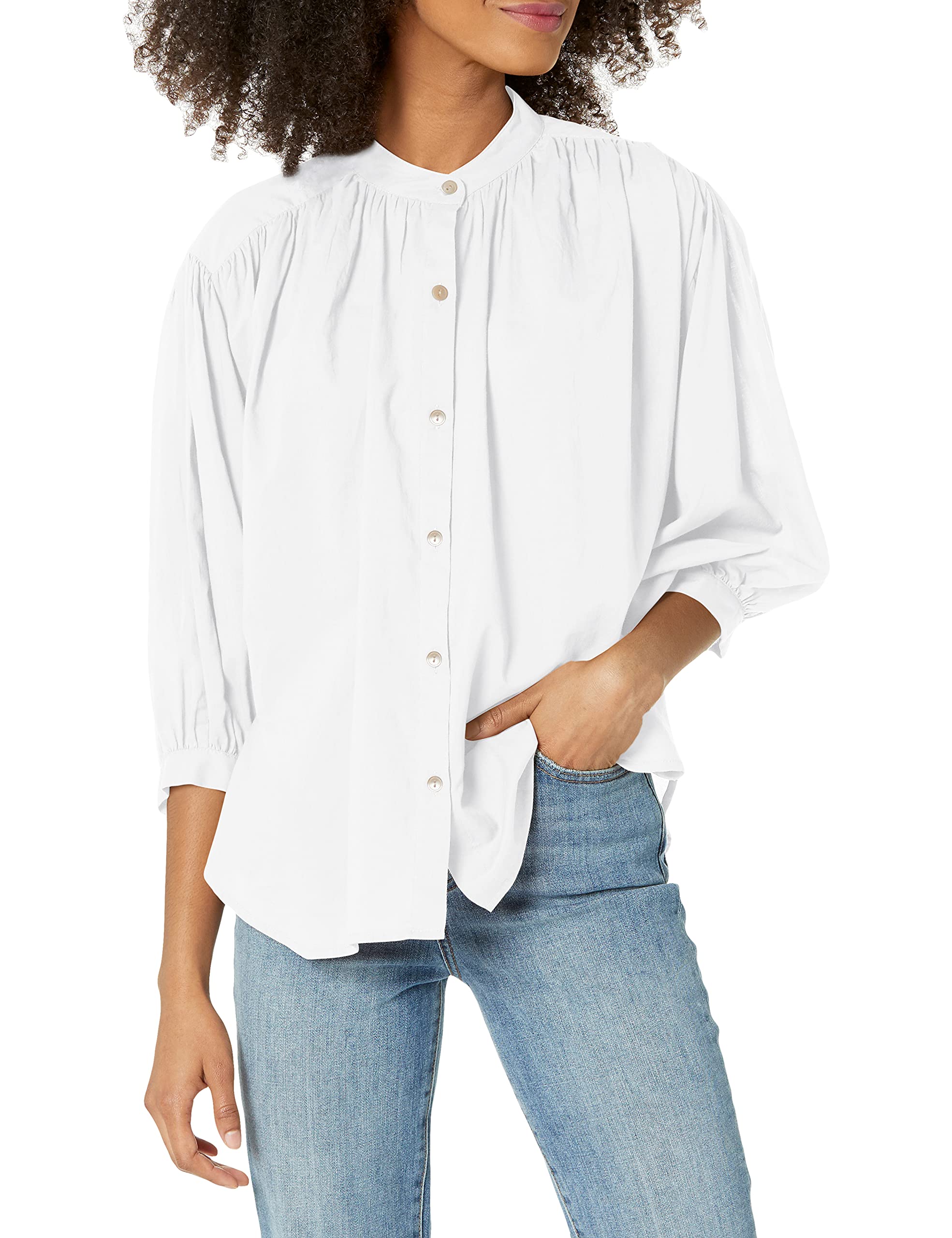 Rebecca Taylor Women's Long Sleeve Voile Button Down, Milk, Medium for ...