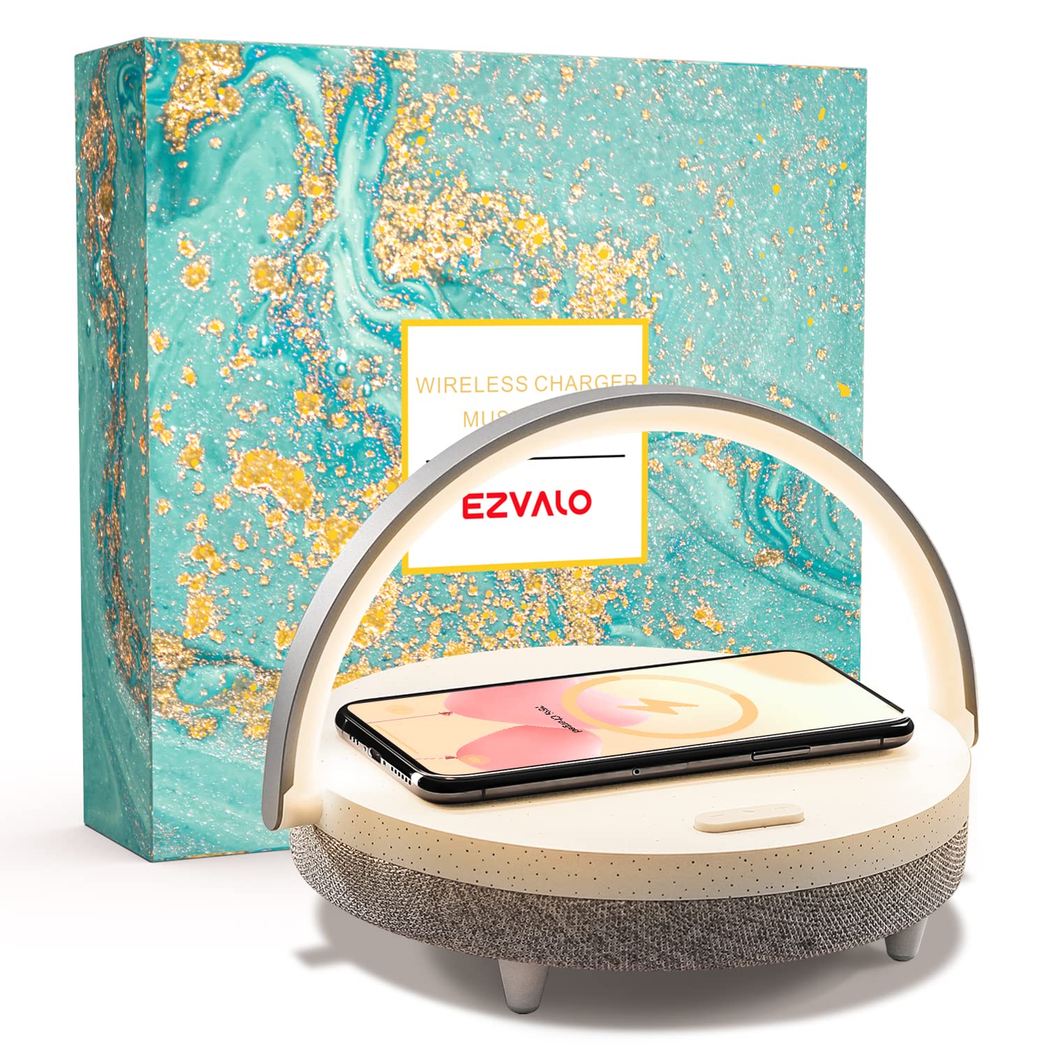 EZVALO Gift for Her, Music Table Lamp with Wireless Charger, 4 in 1 ...