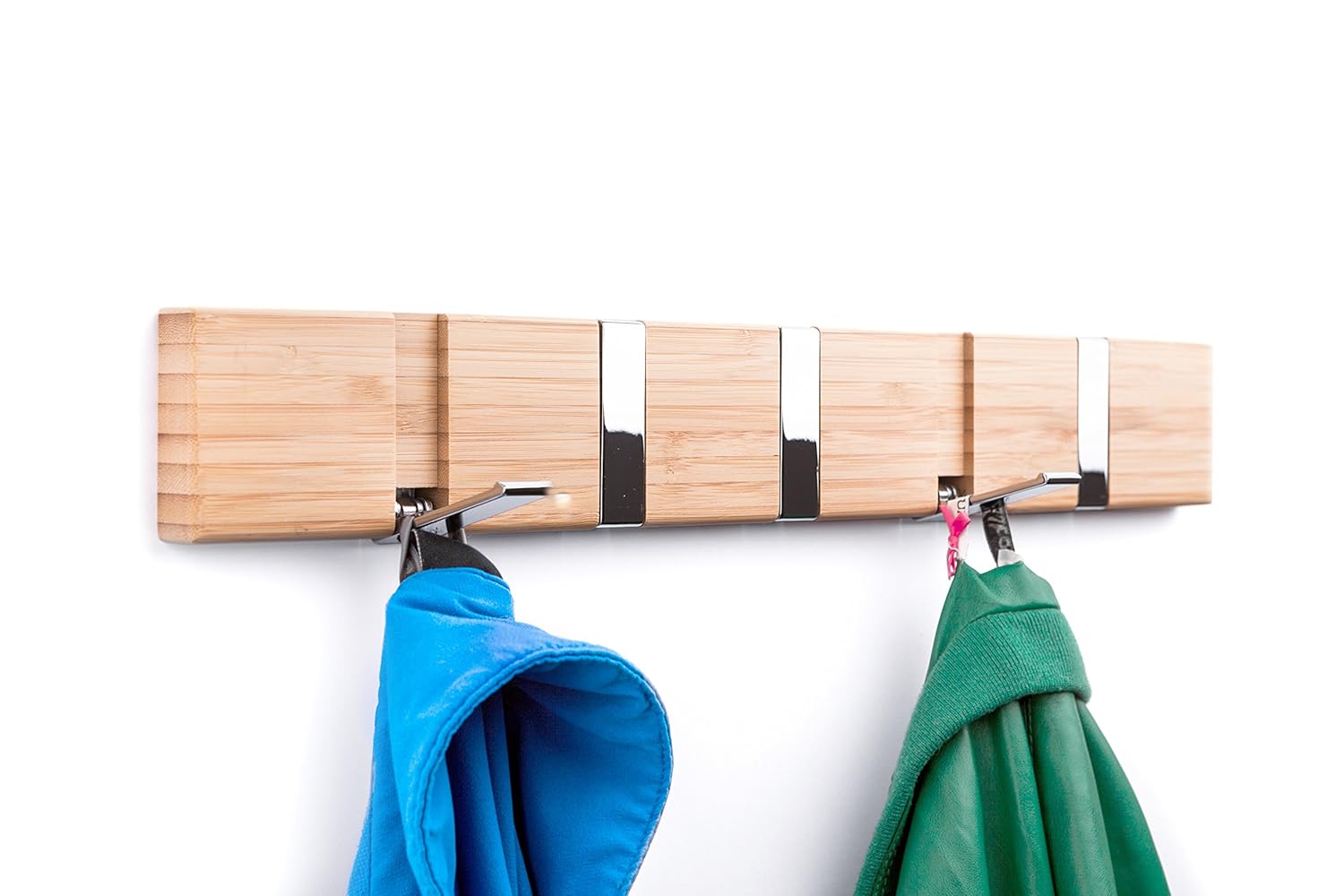 Garderobe Design 5er Hakenleiste Bambus Holz flip hook five bamboo ...