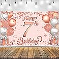 Amazon.com: KatchOn, Rose Gold Happy 7th Birthday Banner - 72 x 44 Inch ...