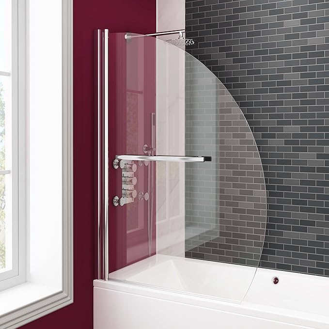 1000mm Bath Shower Glass Bathroom Screen with Towel Rail: iBathUK: Amazon.co.uk: Kitchen & Home