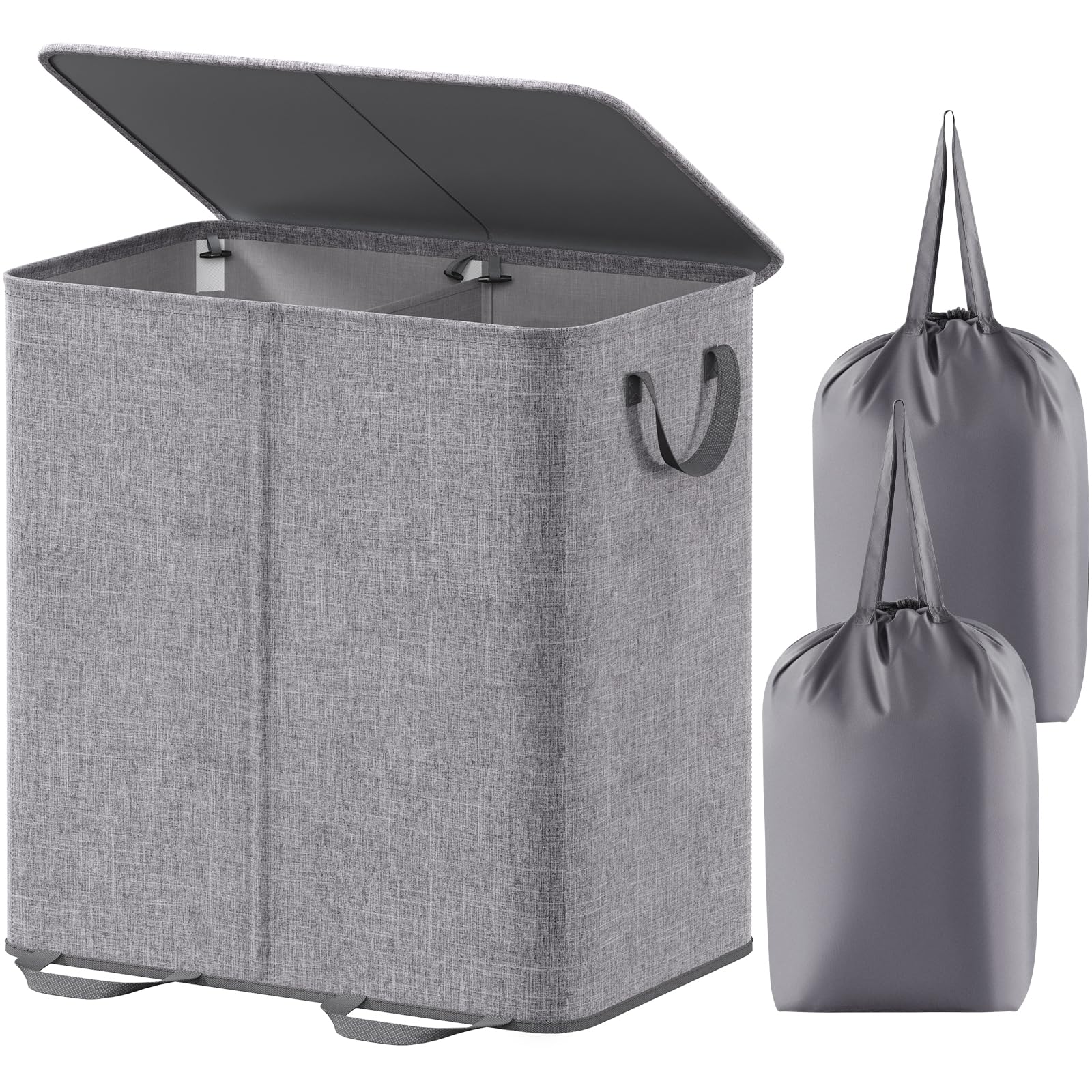 Lifewit Double Laundry Hamper with Lid and Removable Laundry Bags ...