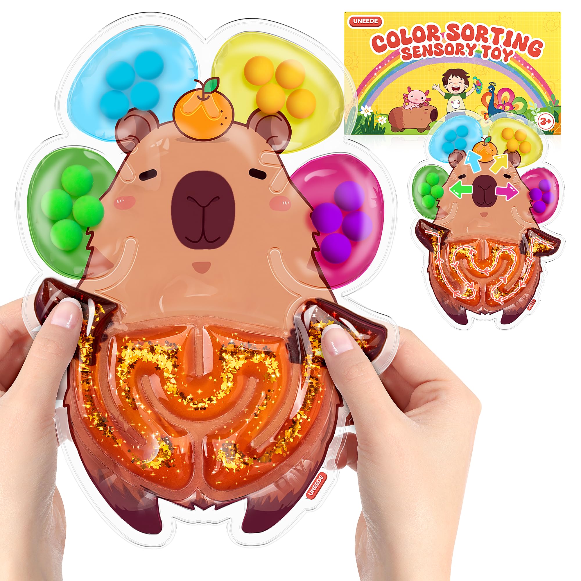 UNEEDE 2 in 1 Capybara Color Sorting Sensory Toys,Fine Motor Skills ...