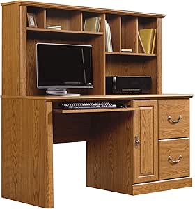 Sauder Orchard Hills Computer Desk with Hutch, Carolina Oak Finish ...