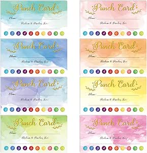 Amazon.com : 400 Pieces Watercolor Reward Punch Cards 3.5 x 2 Inch ...