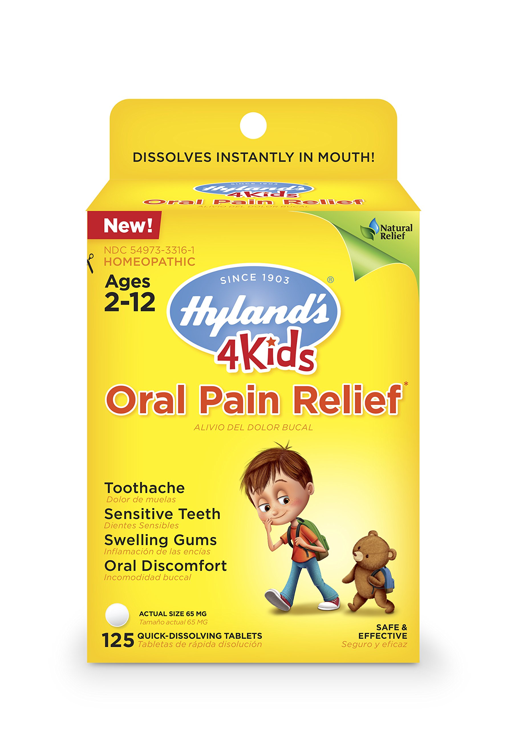 Kids Oral Pain Relief Tablets by Hyland's 4Kids, Natural Relief of ...