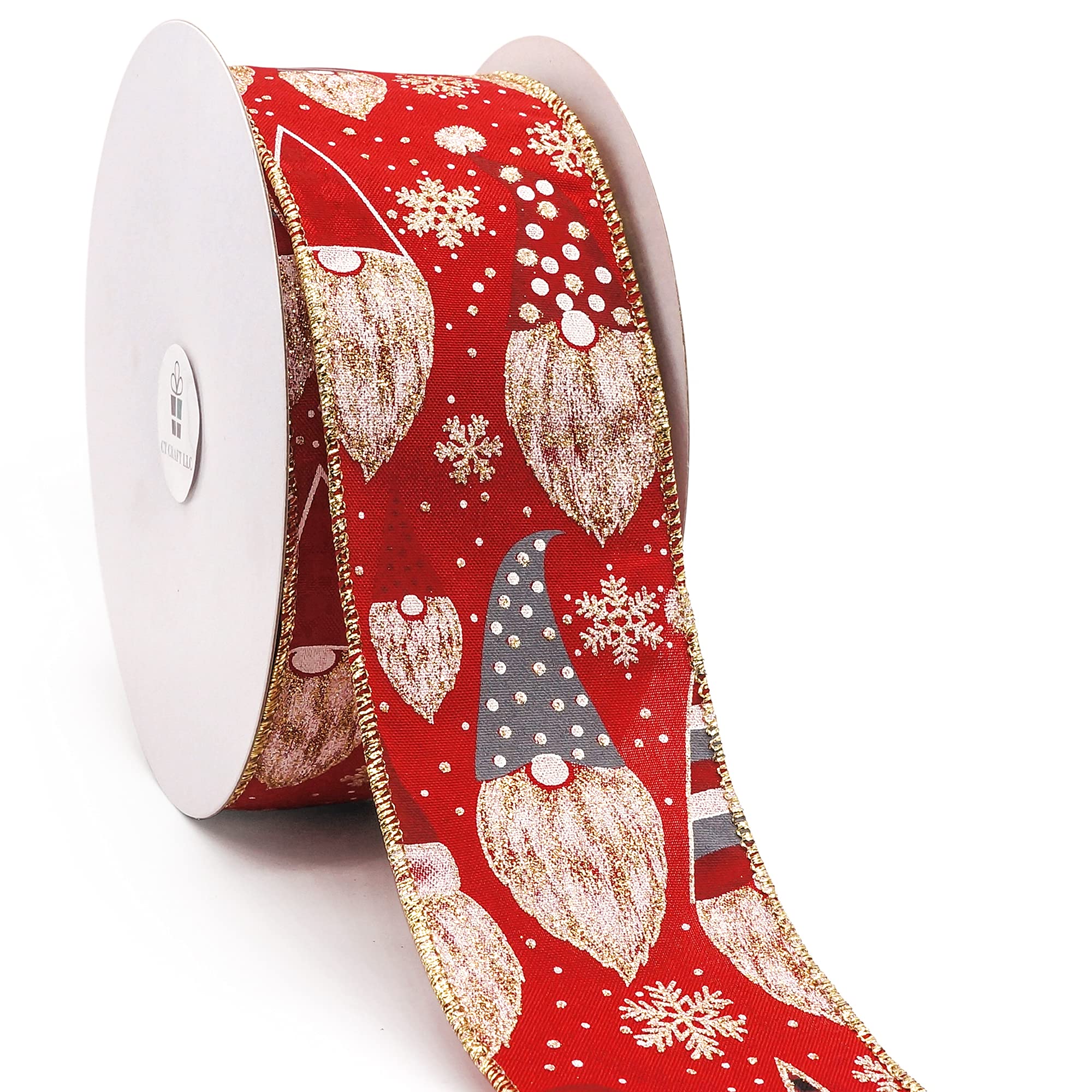 CT CRAFT LLC Red Satin with Elf Christmas Wired Ribbon 2.5 Inch x 25 ...