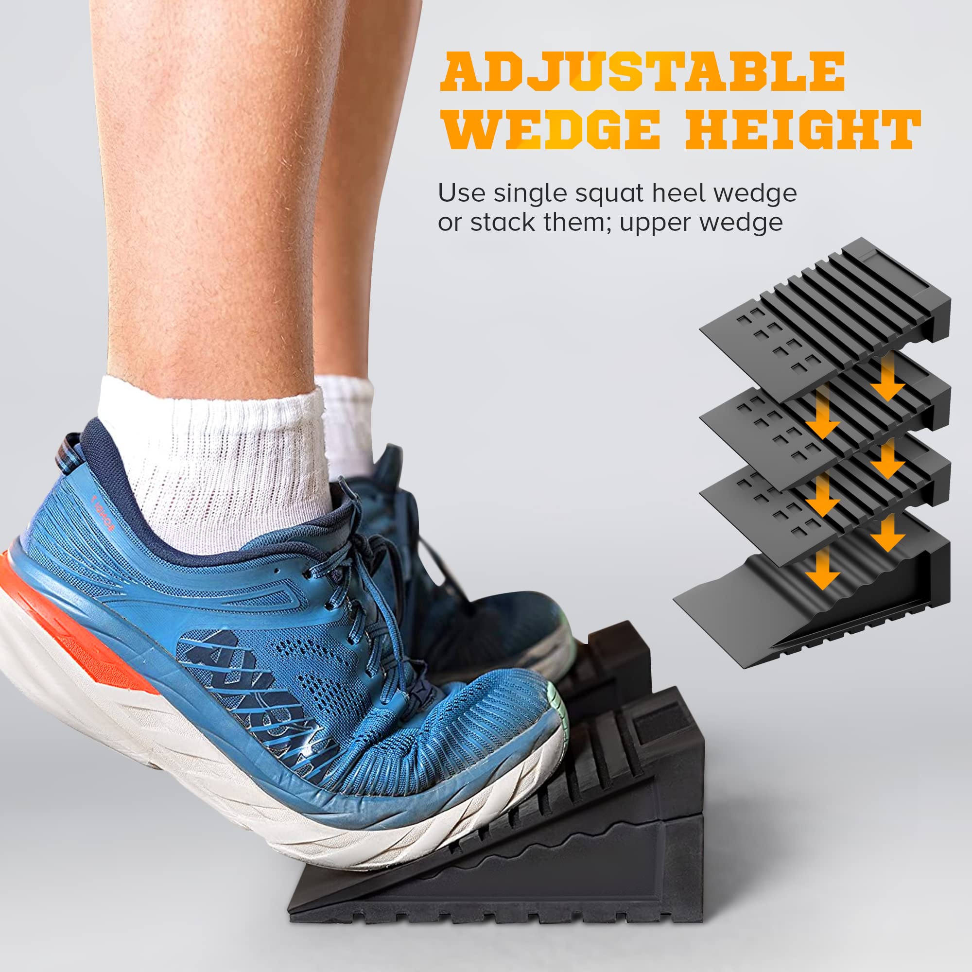 Mua Squat Wedges (4 pcs) with Muscle Roller – Rubber Adjustable Ramp ...