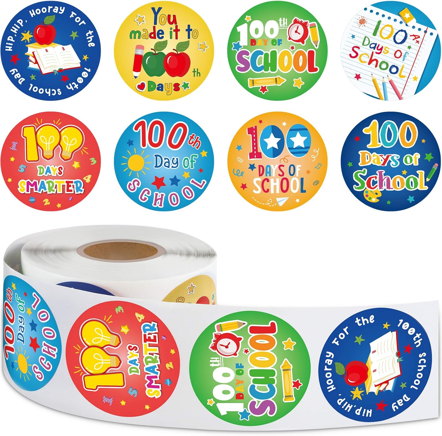500 Pieces 100 Days of School Stickers Hooray 100 Days Sticker 100th ...