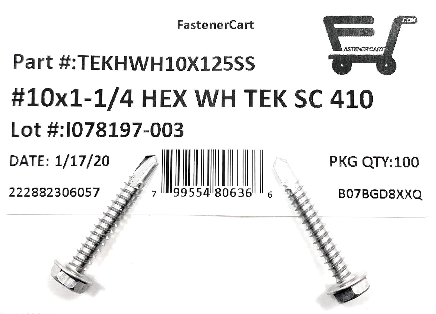 Self-Tapping Screws #10x1 1/4 Stainless Steel Hex Washer Head Self ...