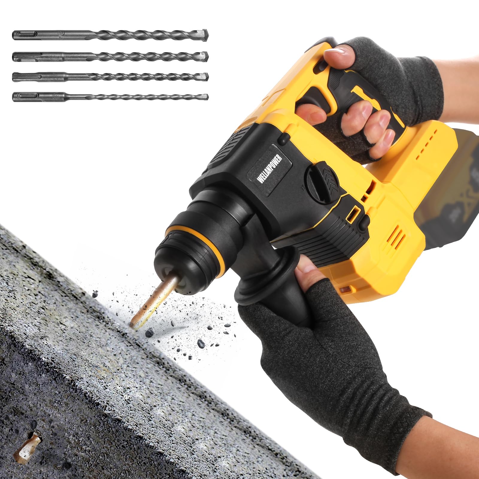 Wellanpower 7/8" Rotary Hammer Drill for Dewalt 20V MAX Battery ...