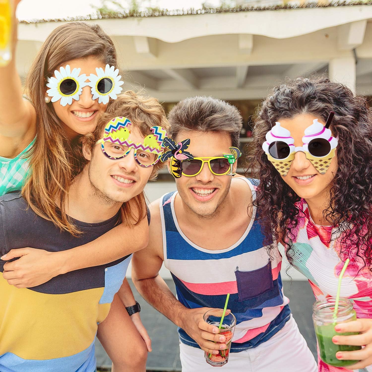 16 Packs Novelty Party Sunglasses Creative Funny Glasses Hawaiian ...