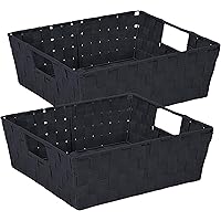 Amazon.com: Simplify Large Shelf Woven Strap Tote, Decorative Storage ...