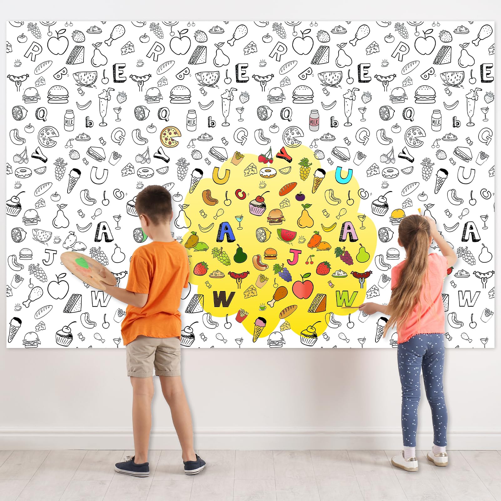 PHOGARY Coloring Posters for Kids, Giant Coloring Poster Food Fruits ...