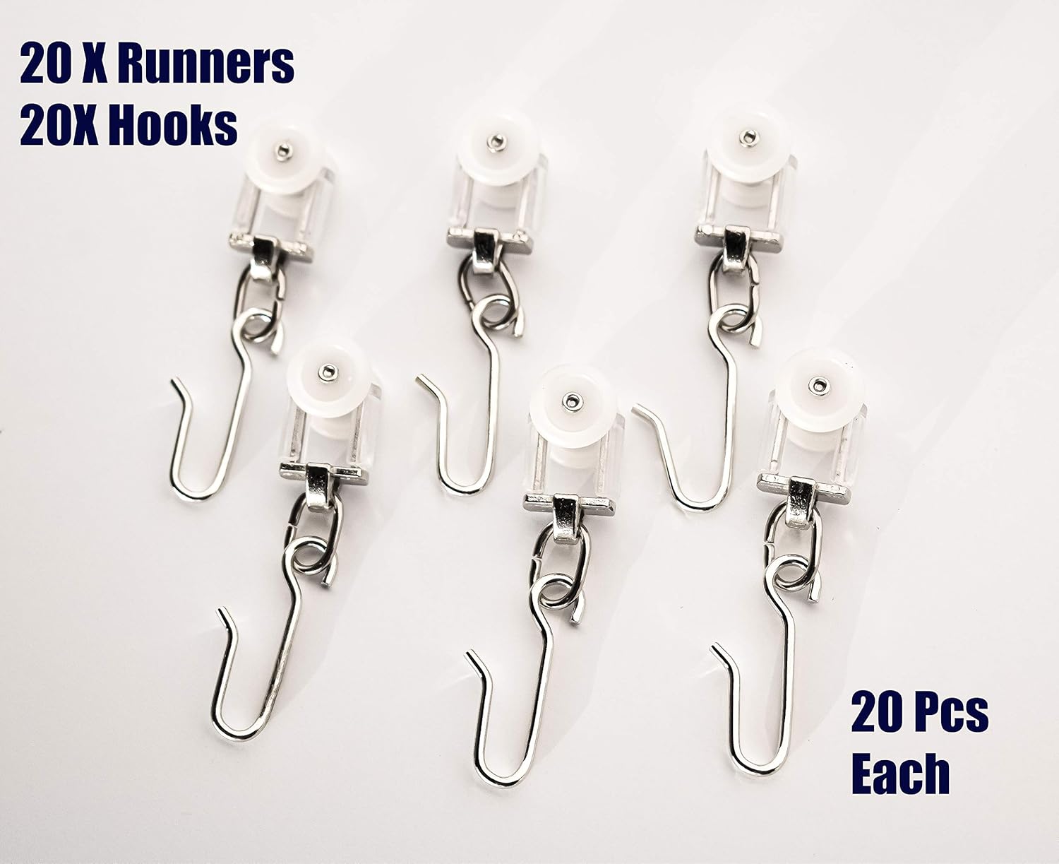 Amazon.com: Curtain Track Roller Hooks- 20 pcs-Ceiling Curtain Track ...