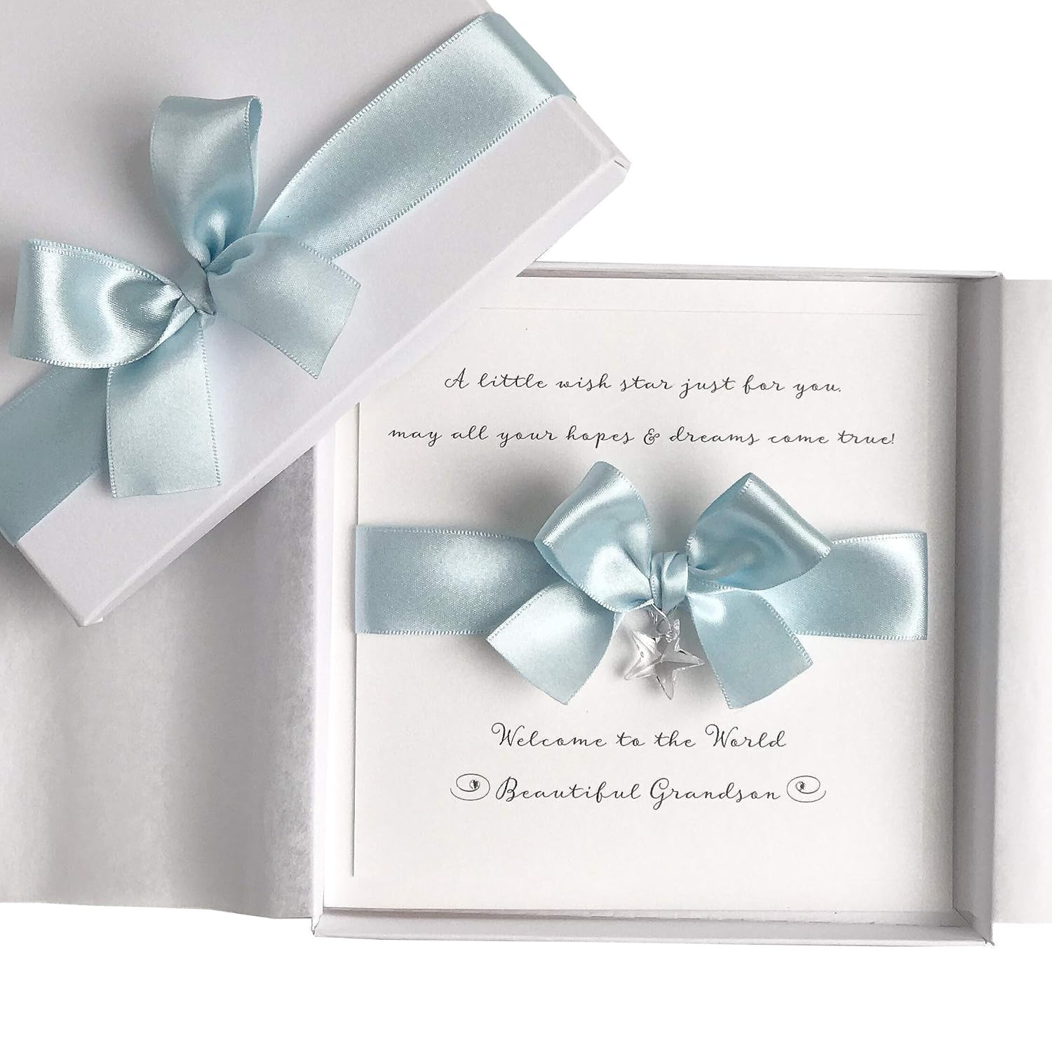 Welcome New Baby Boy Card For Grandson - Handmade Gift Boxed ...