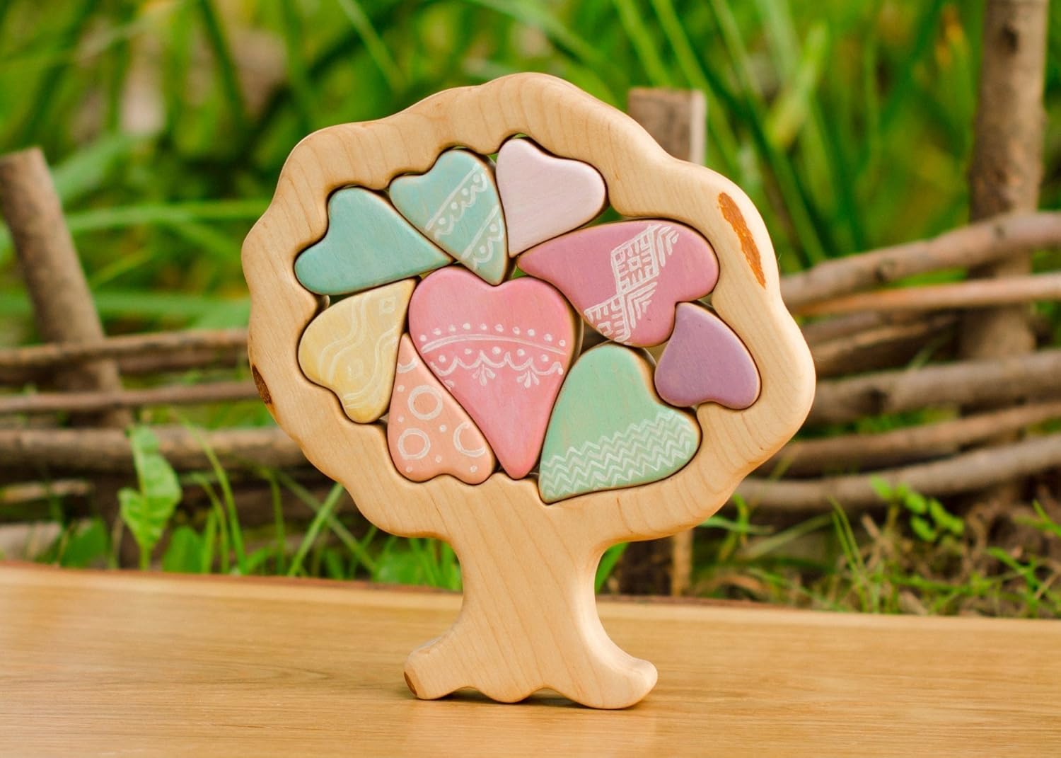 Amazon.com: DEREVKO Wooden Hearty Tree Of Love Puzzle 7.8"//ECO Toy ...