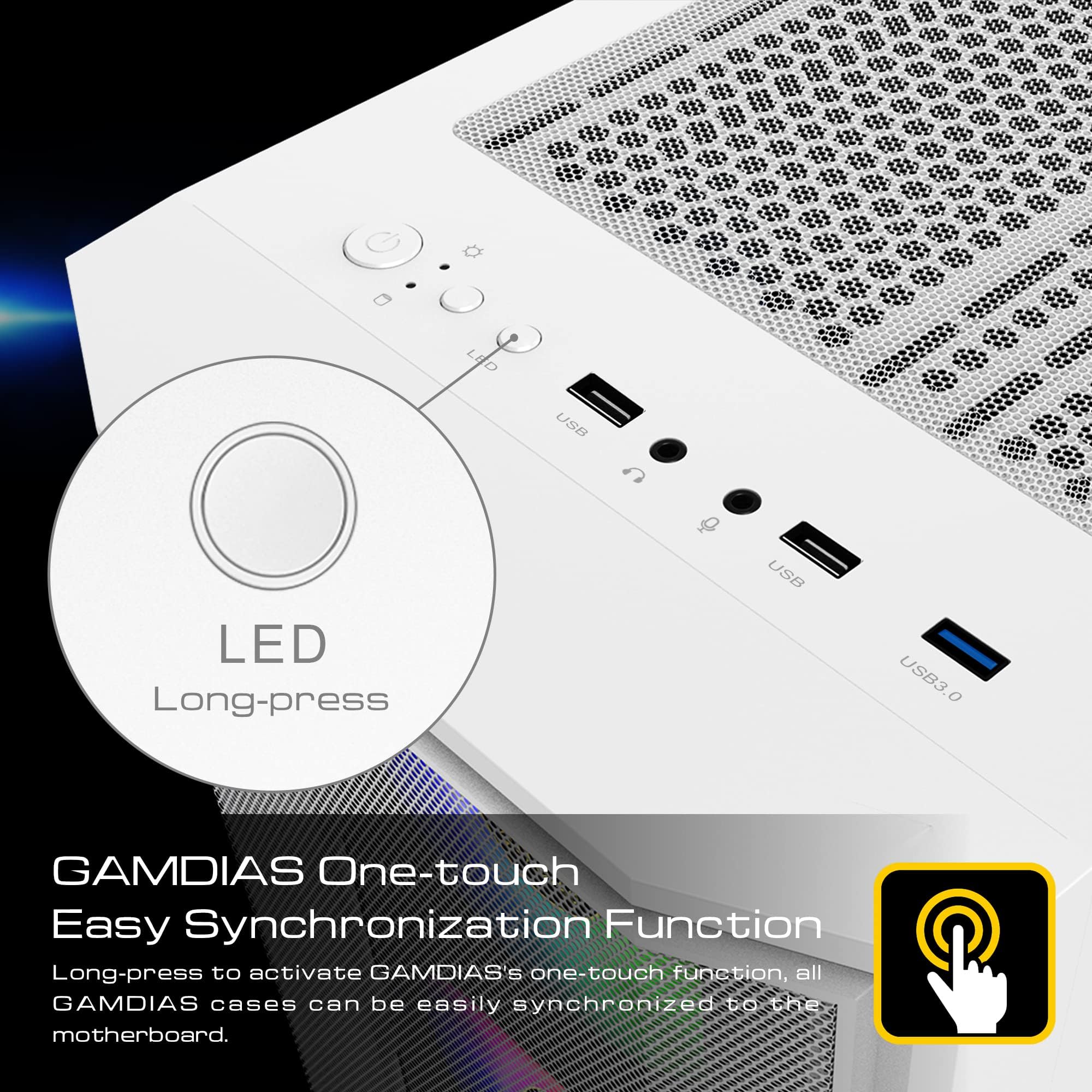 GAMDIAS ATX Mid Tower ARGB Gaming Computer PC Case With Side Tempered ...