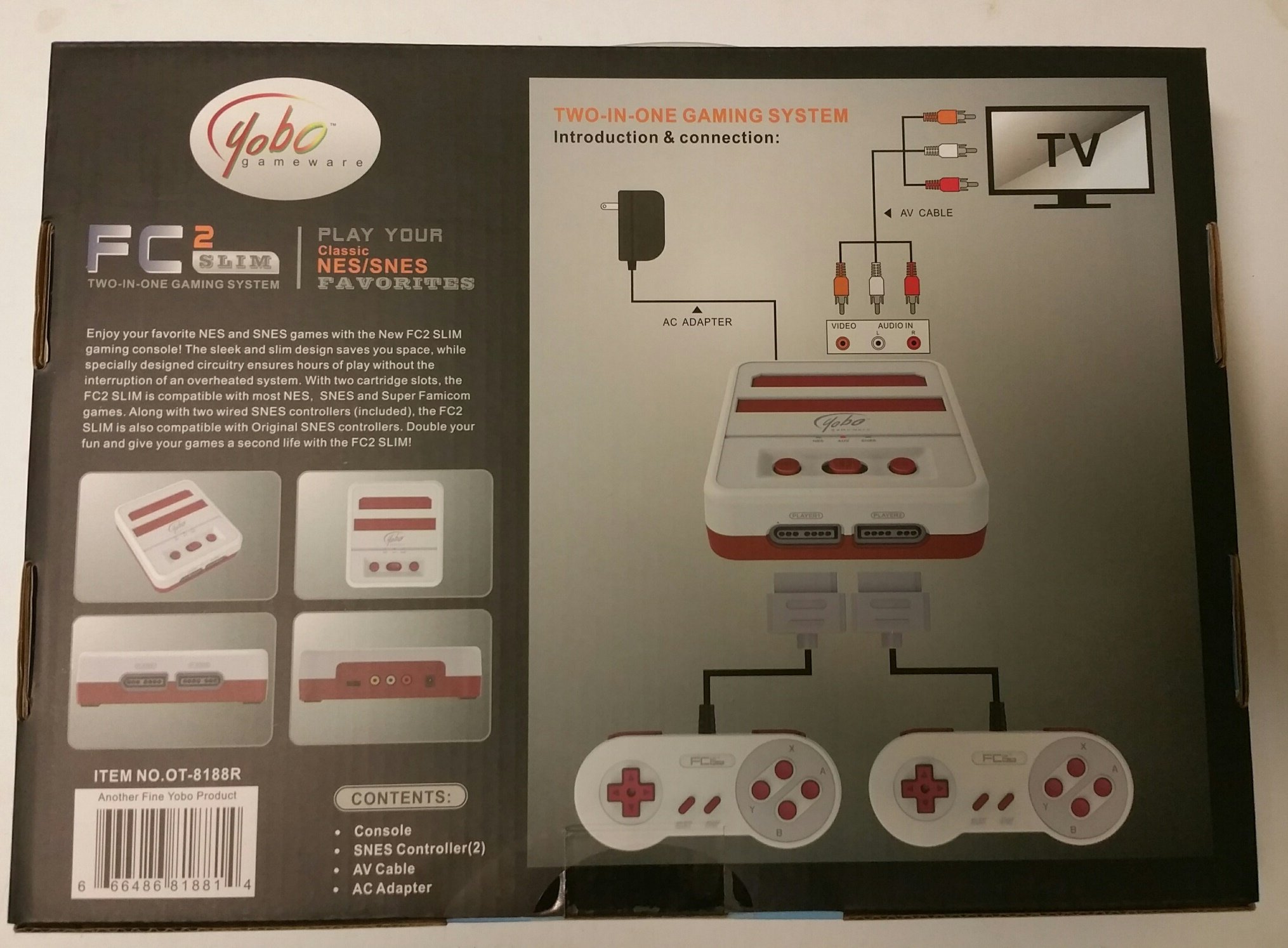 Yobo FC 2 Slim Game Top Loader Console System For NES & SNES & Super ...
