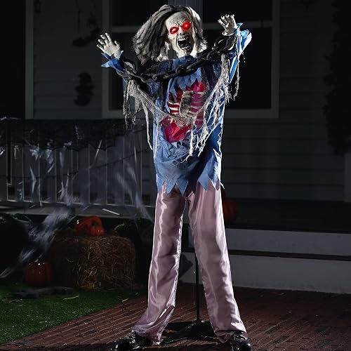 JOYIN 63” Halloween Animated Standing Zombie Decoration with Chain ...