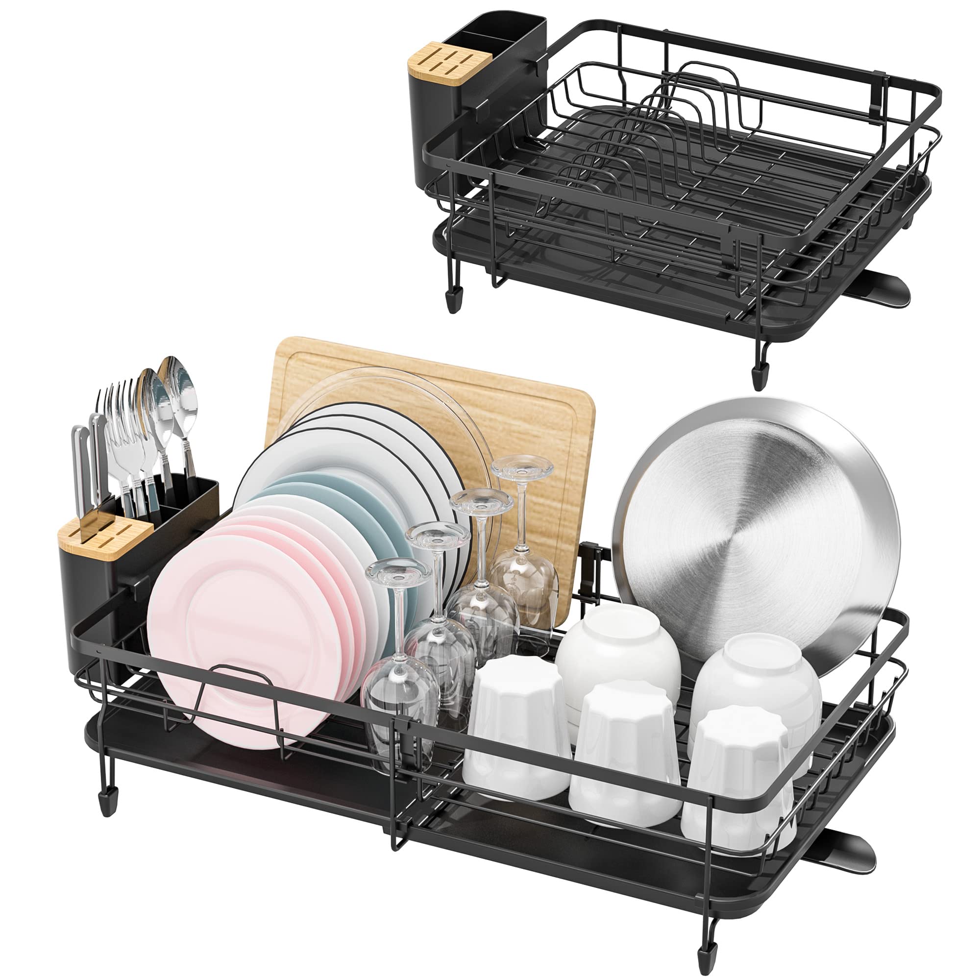 TOOLF Expandable, Adjustable Dish Rack, Foldable Dish Drying Rack with ...