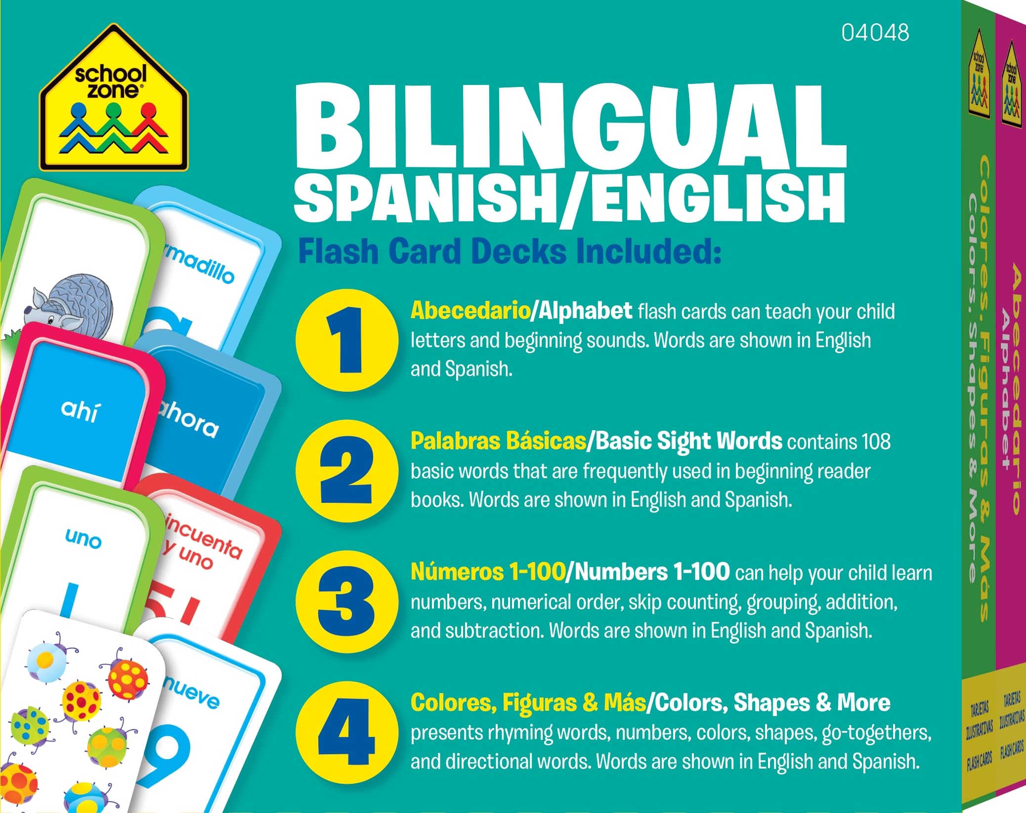Mua School Zone Preschool Spanish Bilingual 4-Pack Flash Cards: 224 ...