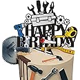 Amazon.com: Tools Happy Birthday Cake Topper Black Glitter Toolbox Cake ...