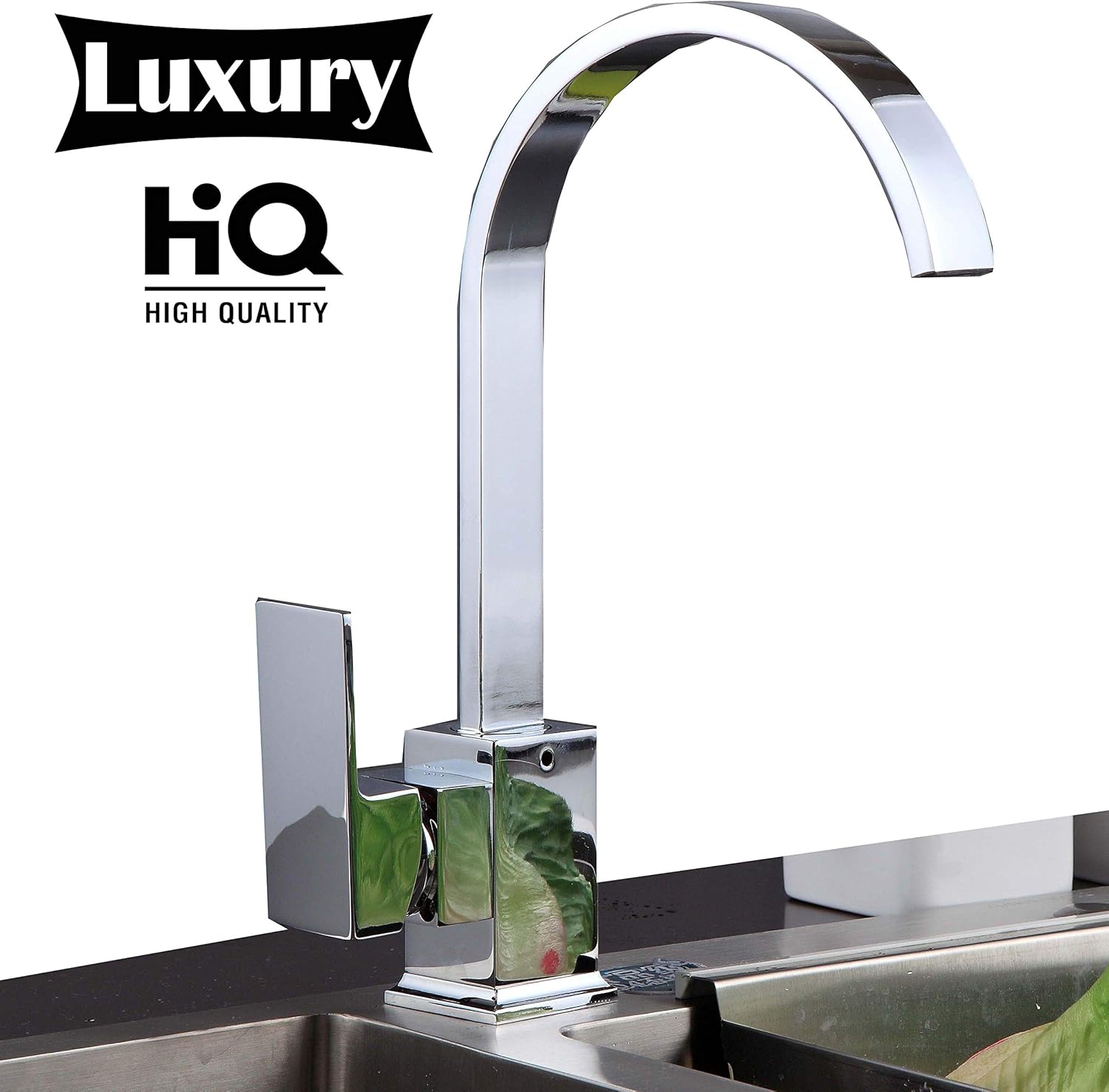 Kitchen Sink Taps Mixers Square Single Lever Monobloc Chrome Brass ...