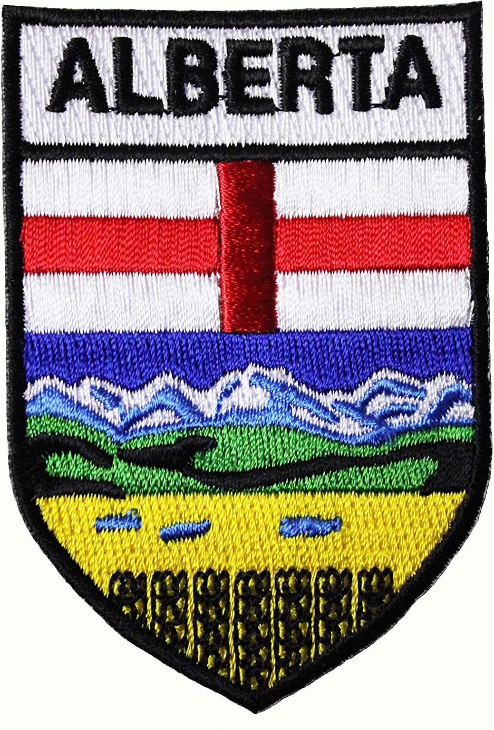 ALBERTA PROVINCIAL FLAG SHIELD Shape IRON ON PATCH CREST BADGE ... Size ...