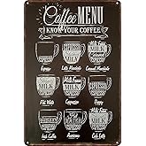 Amazon.com : Vintage Metal Tin Sign 8"x12", Coffee Bar Menu Wall Art ...