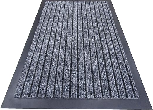 High Quality Deluxe Extra Large (100 X 150 cm) Grey Ribbed Doormats ...