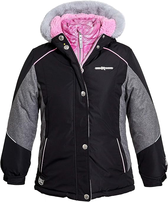 ZeroXposur Girls 3 in 1 Winter Jacket with Attached Hood and Adjustable ...