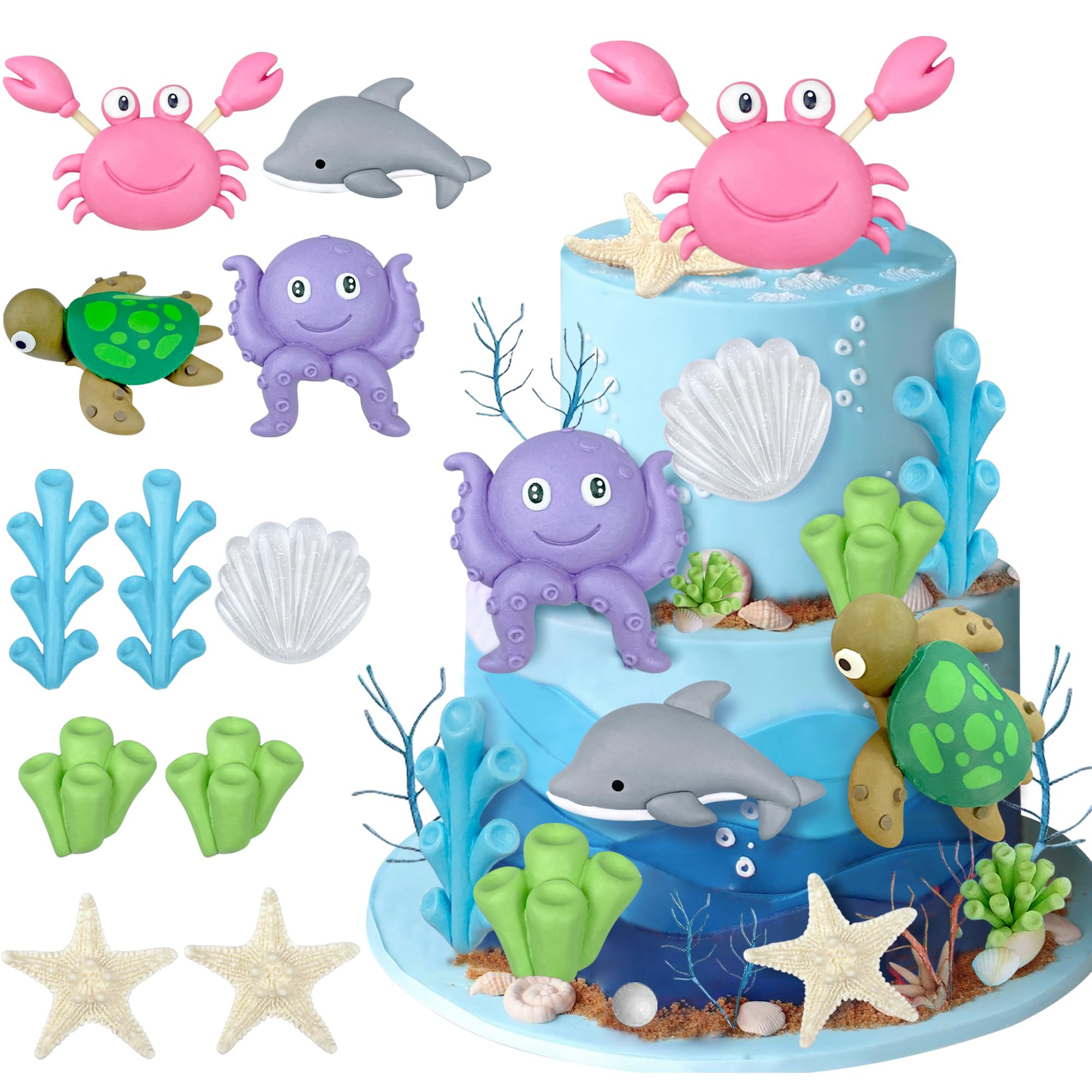 Under The Sea Cake Decorations Sea Ocean Cake Toppers Ocean Sea Animals ...