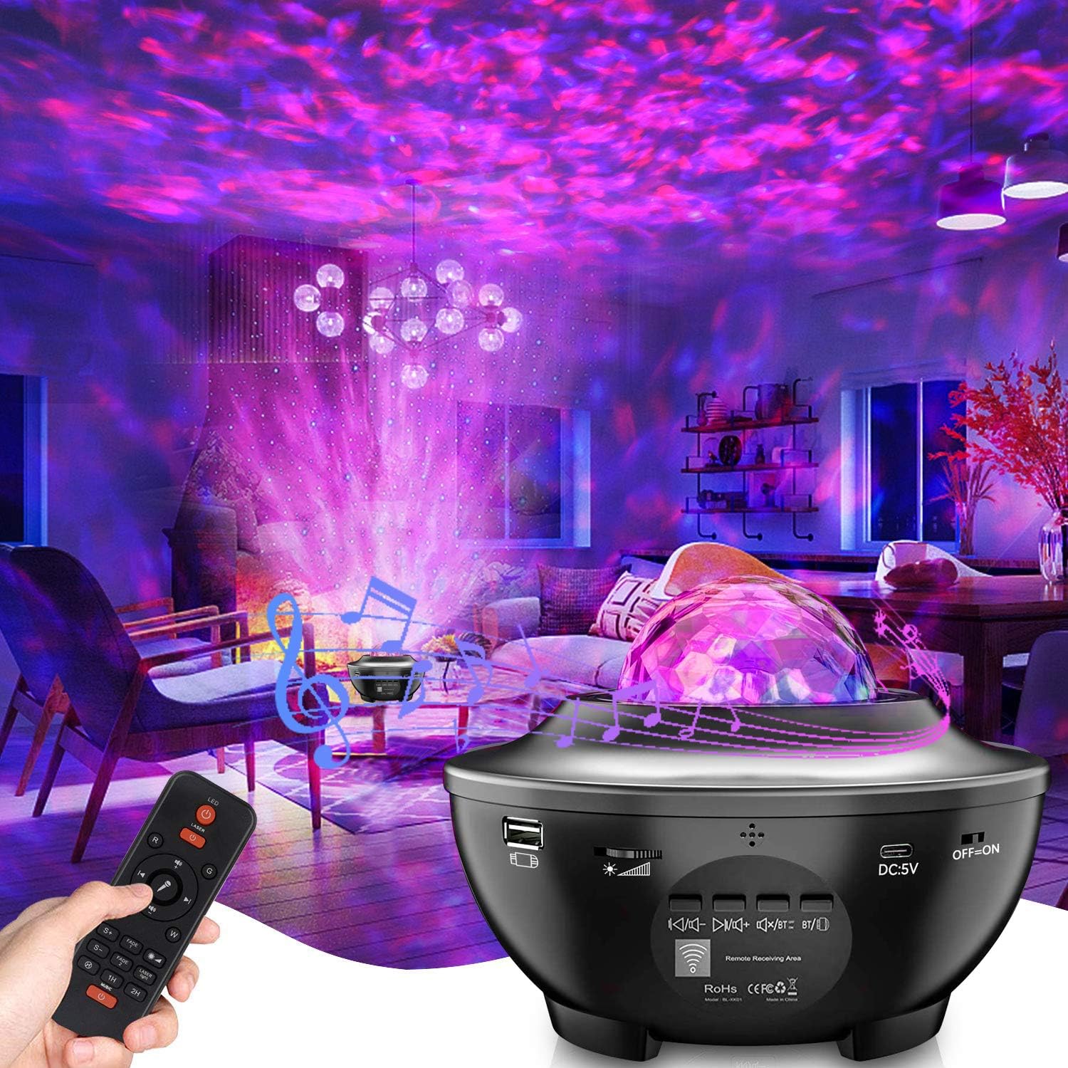 LucaSng Proyector de Luz Estelar, 2 en 1 LED Cambiar Color Reproductor ...