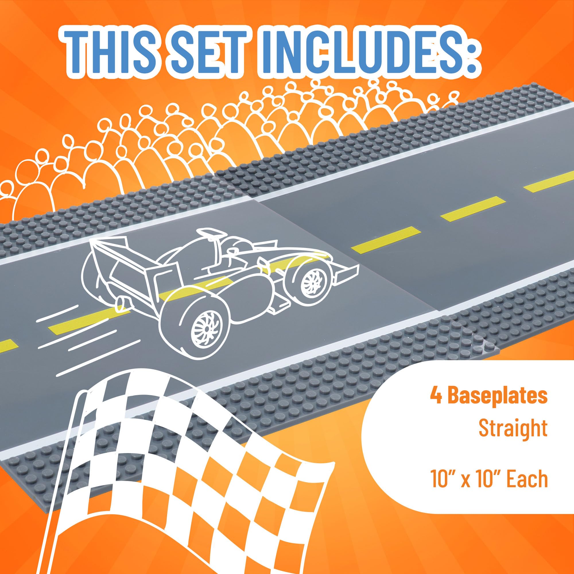 Mua Building Blocks Road Plates 10" x 10", 4 Pack Kids Brick Baseplates ...