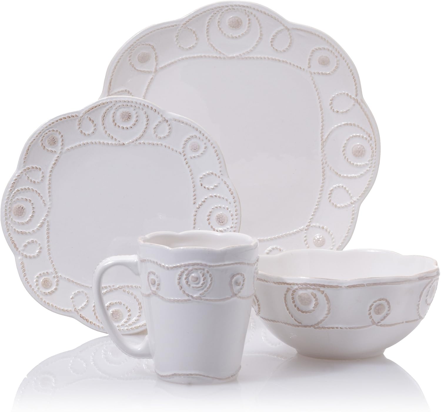 Amazon.com | American Atelier Bianca Braid 16-Piece Dinnerware Set ...
