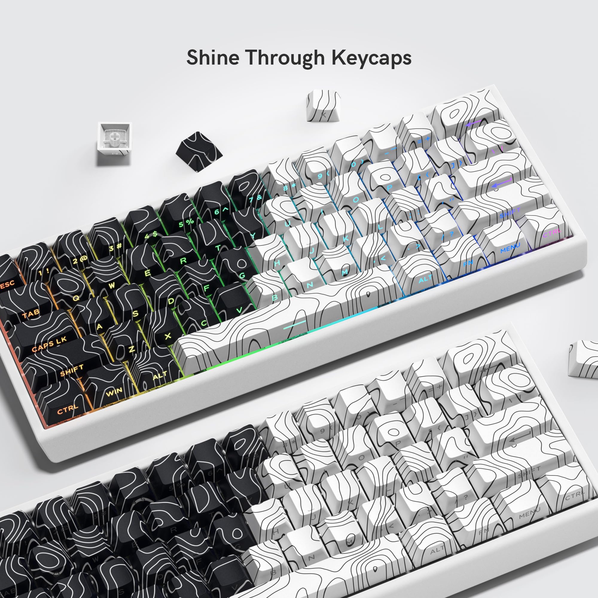 Mua Double Shot PBT keycaps,Black and White,Topographic keycaps,Lines ...