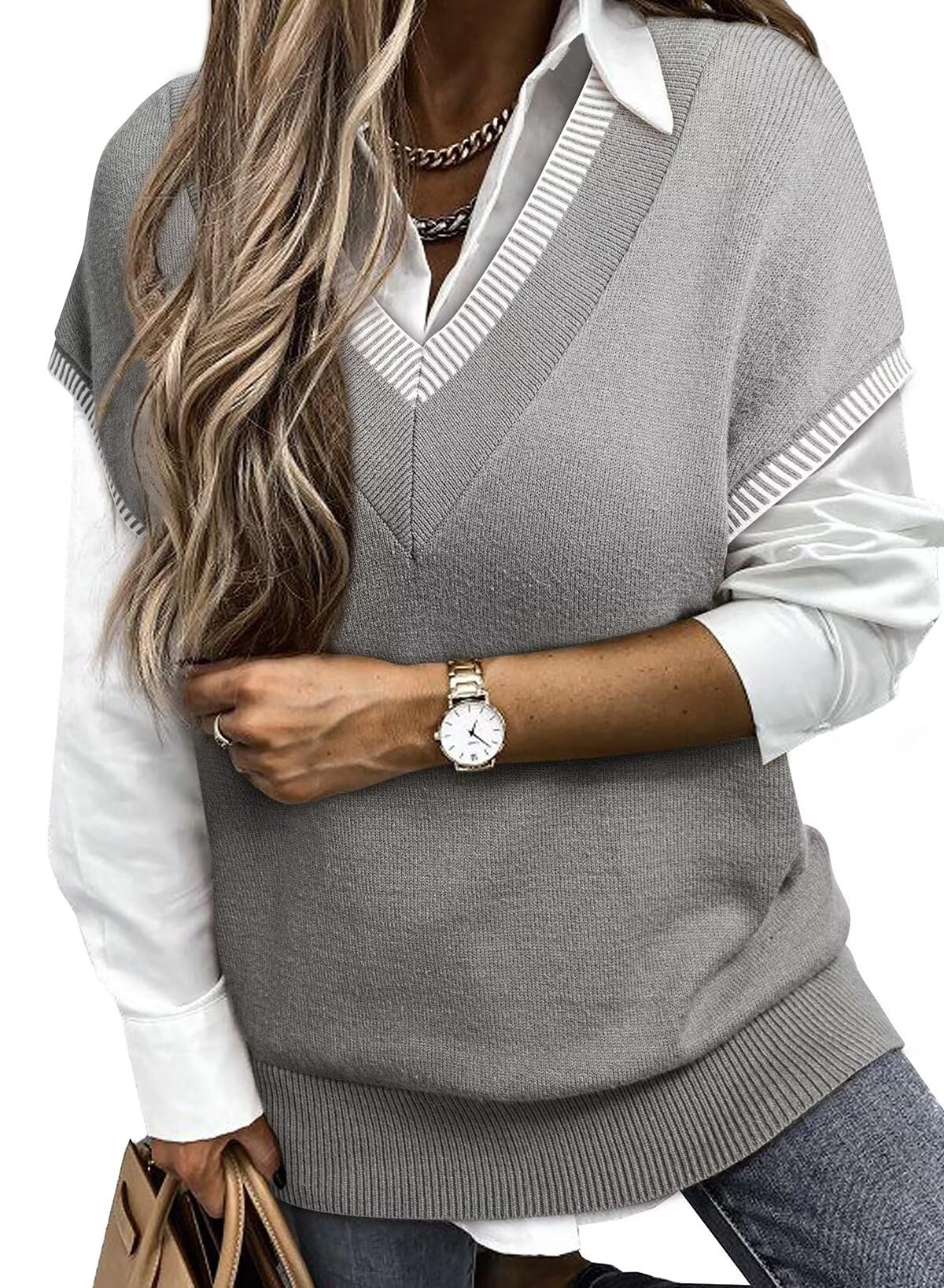 Dokotoo Sweater Tanks for Women V Neck Sweaters for Women Short Sleeve ...