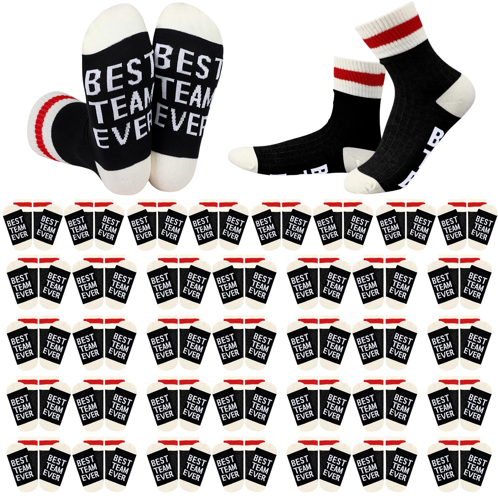 Glitopper 36 Pairs Best Team Ever Crew Socks Bulk Employee Appreciation ...