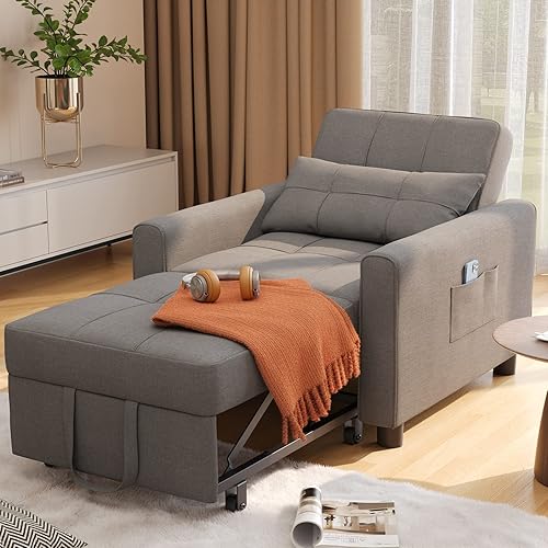 Sleeper Chair Bed, 3-in-1 Convertible Chair Bed, Adjustable Recliner ...