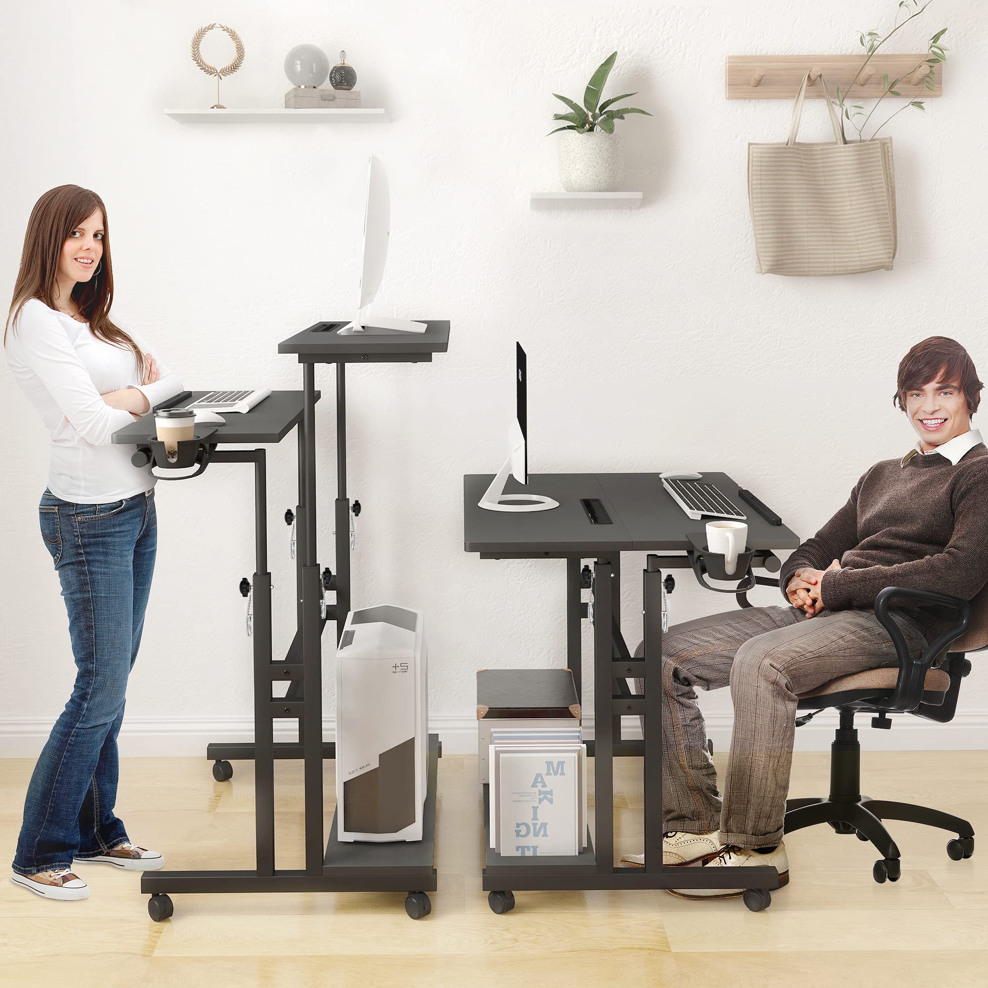 Mua Mobile Standing Desk, Adjustable Rolling Computer Desk with 3 ...
