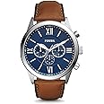 Amazon.com: Fossil Flynn Chronograph Brown Leather Watch BQ2125 ...