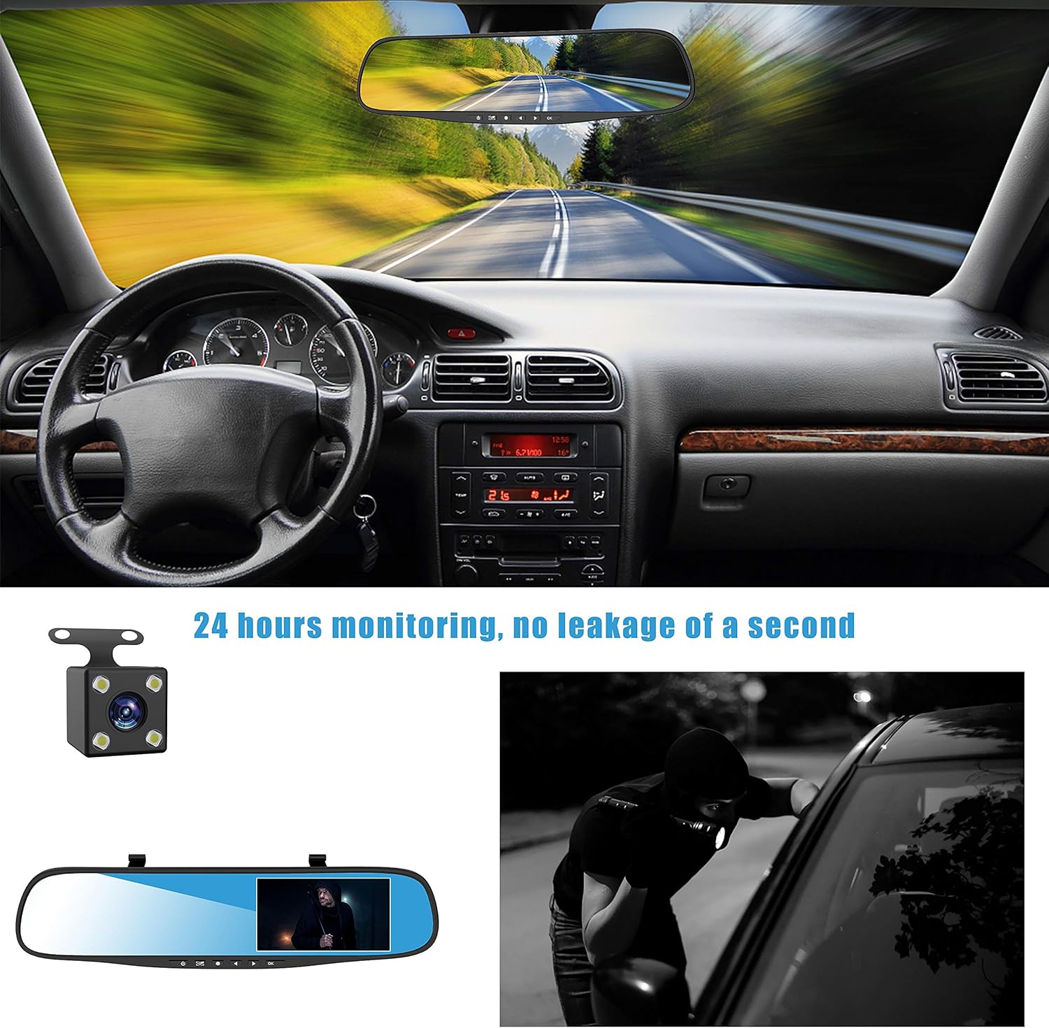 Car Mirror Dash Cam Recorder 4.3″ Full HD 1080P Dashboard Camera Front ...