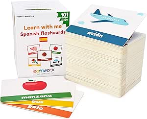 Amazon.com: Spanish Flash Cards for Kids & Toddlers - 101 Cards - 202 ...
