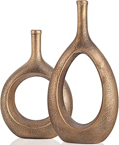Amazon.com: Gold vase Matte Texture Ceramic vase Set of 2,Ceramic vases ...