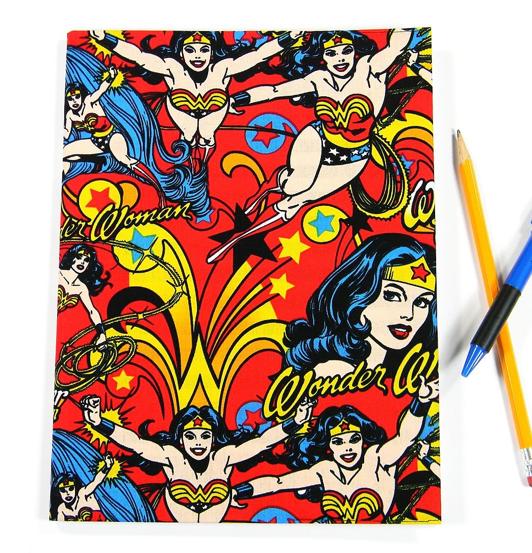 Amazon.com: Wonder Woman Red Reusable Composition Book Cover (Handmade ...